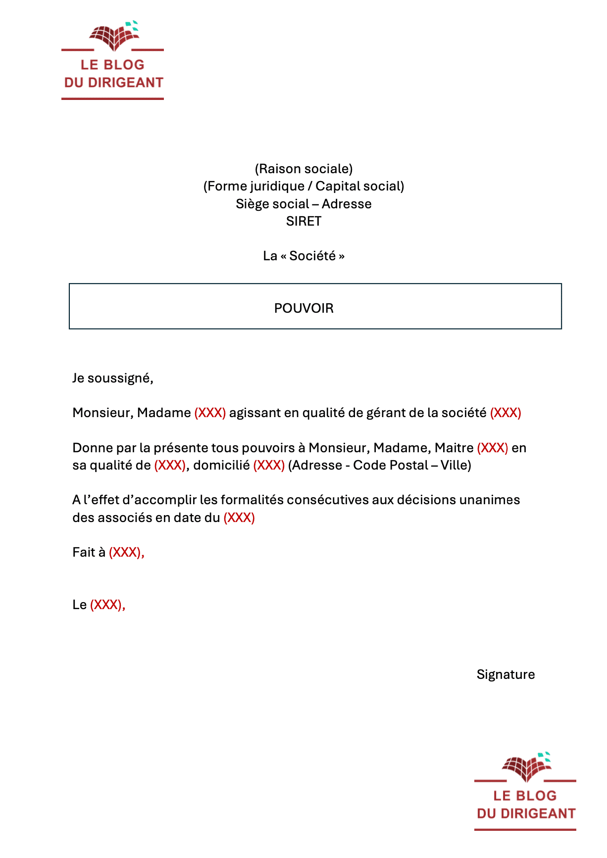 Modèle de délégation de pouvoirs - à télécharger | 2025